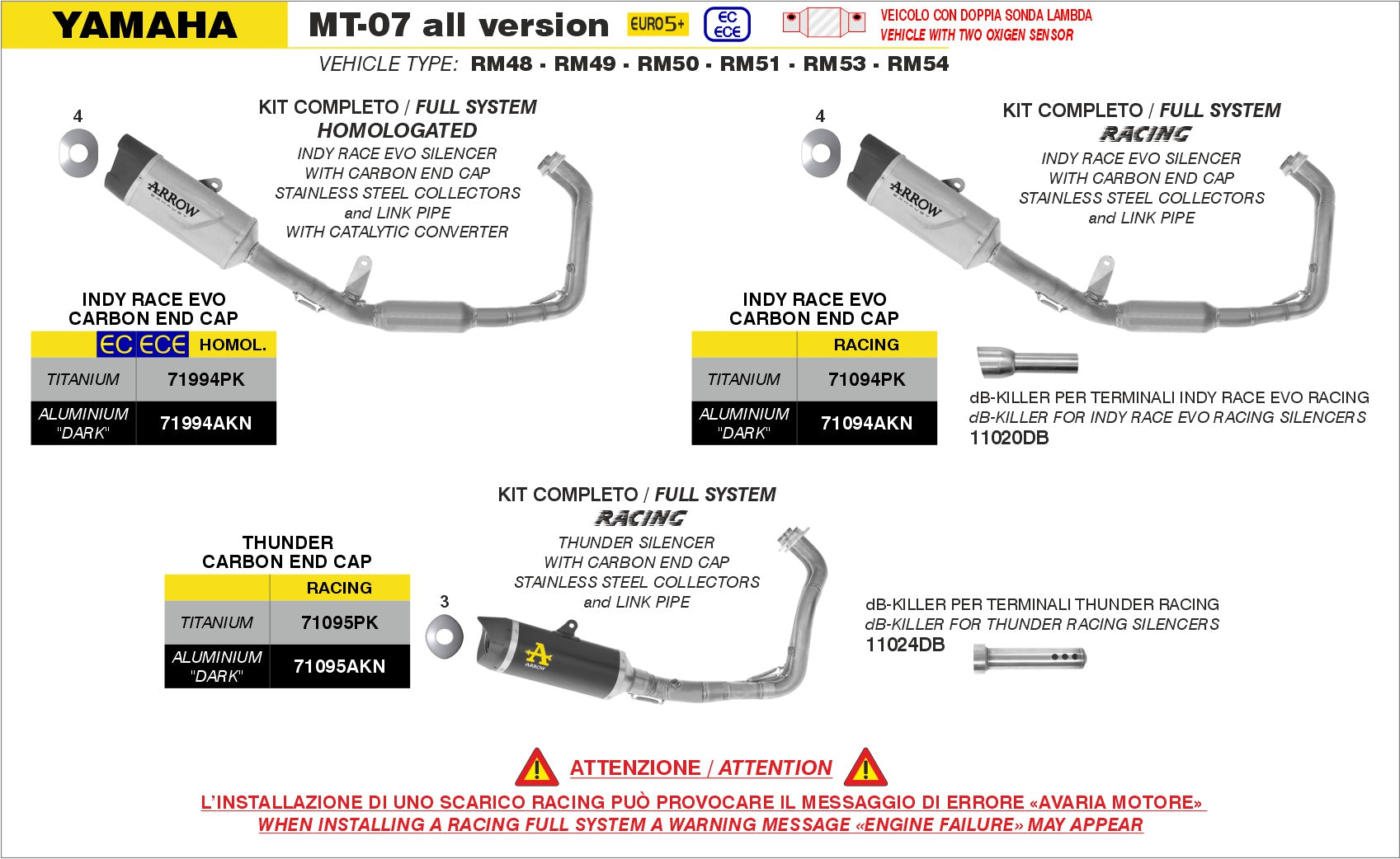 Yamaha MT-07 Homologated full system with Indy Race EVO titanium silen | P3Tuning